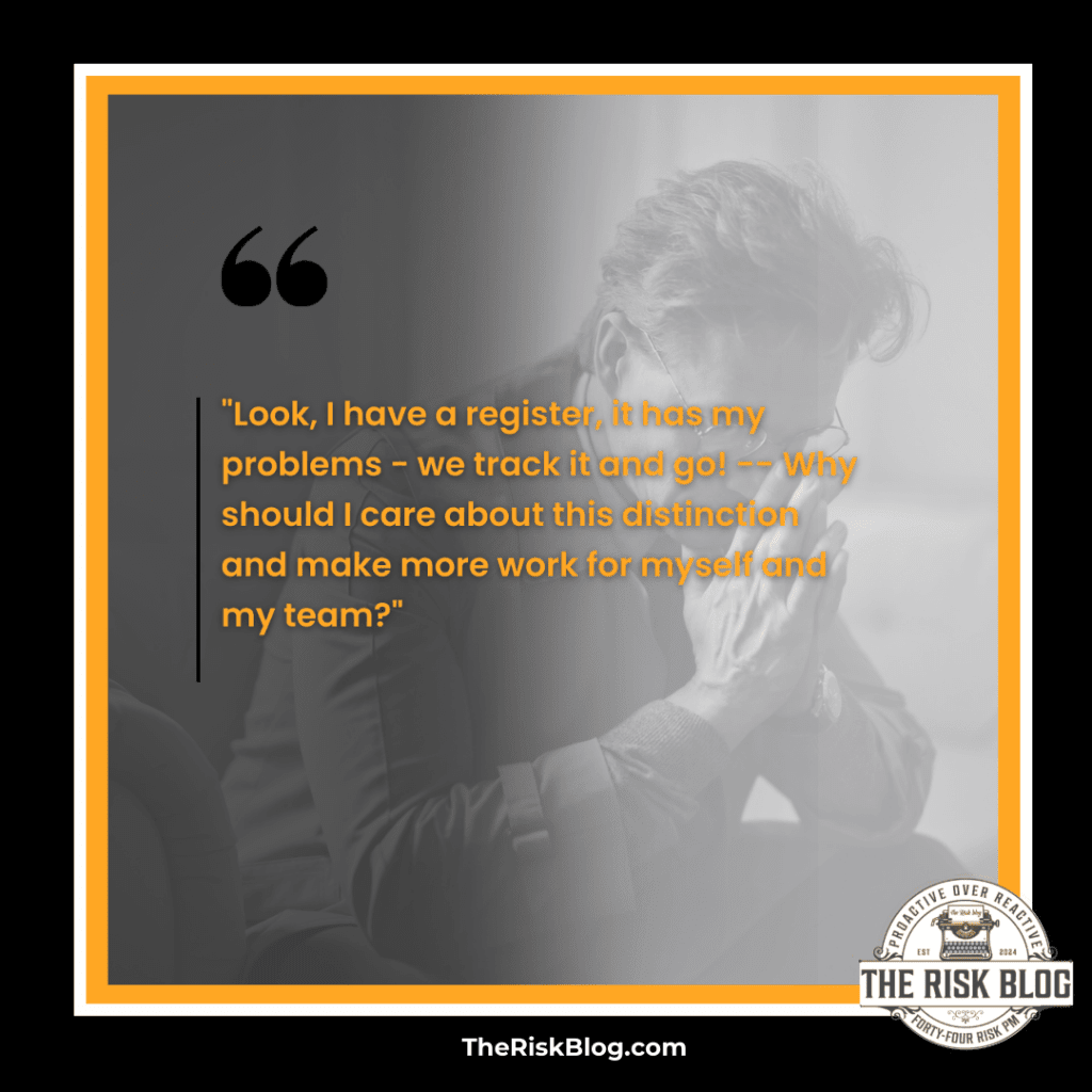 The Difference Between Issues and Risks in Risk Management.